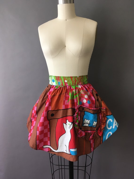 Rare Vintage Cathy Cats Skirt - Handmade Cotton Novel… - Gem