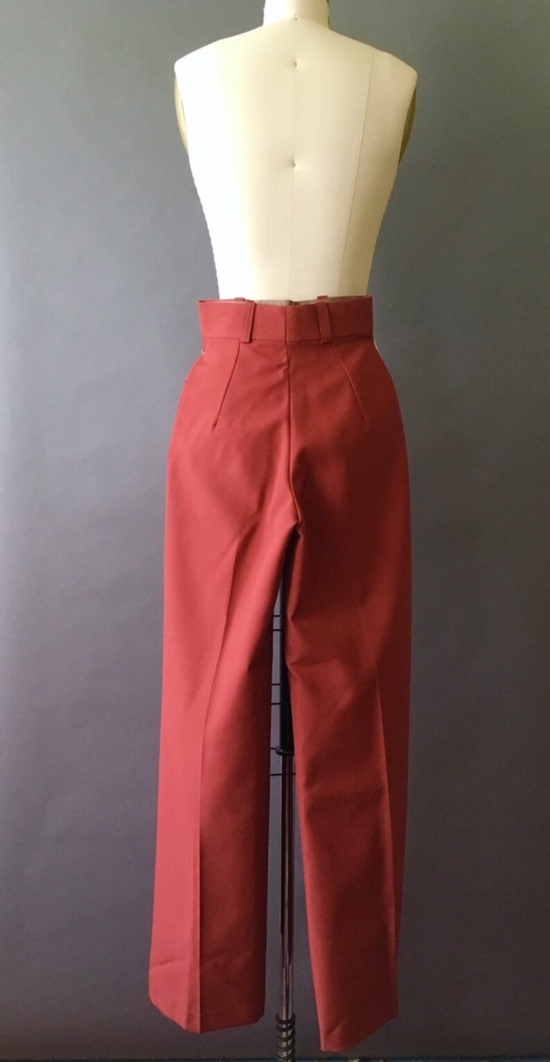 70s Copper Pants 1970s Vintage Red Pants High Waisted Flared Bell ...