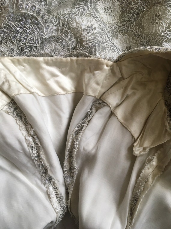 60s Silver Siren Dress - 1960s Vintage White Silver P… - Gem