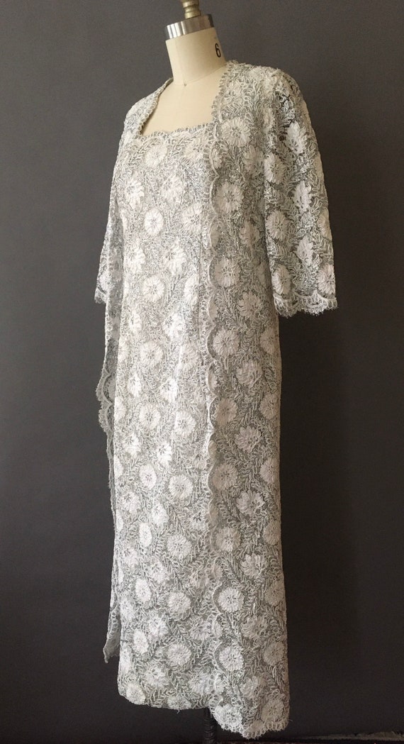 60s Silver Siren Dress - 1960s Vintage White Silver P… - Gem