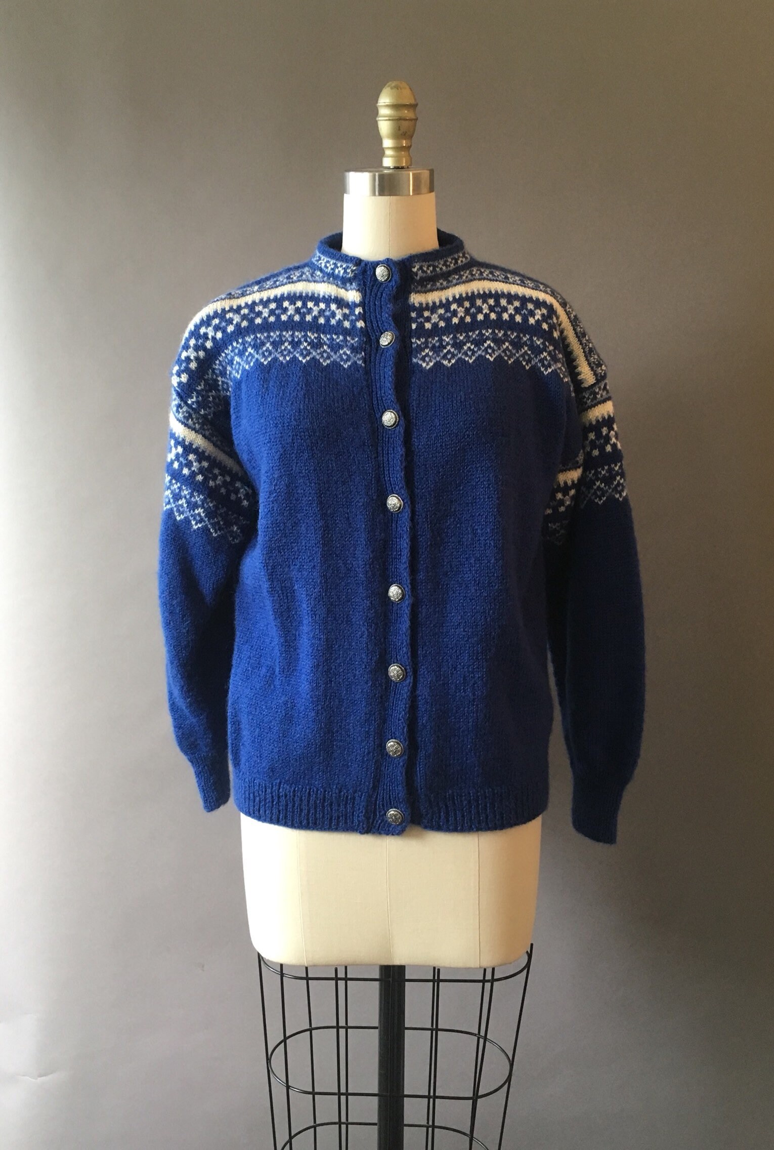 Vintage Scandinavian Sweater Vintage Blue Cardigan Wool - Etsy