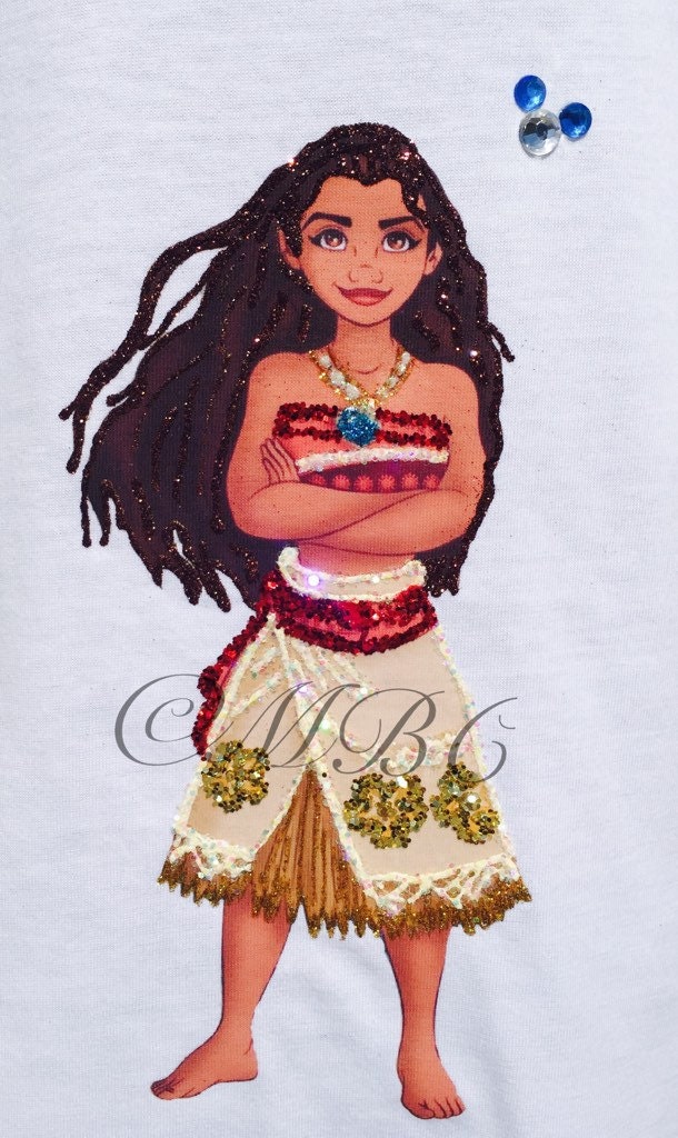 Disney Moana Fabric Painted & Glittered Tank Top, Sweatshirt or T-shirt ...