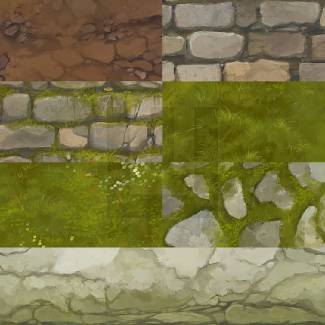 Textures - Hand Painted Grass Town Pack 01 - Etsy