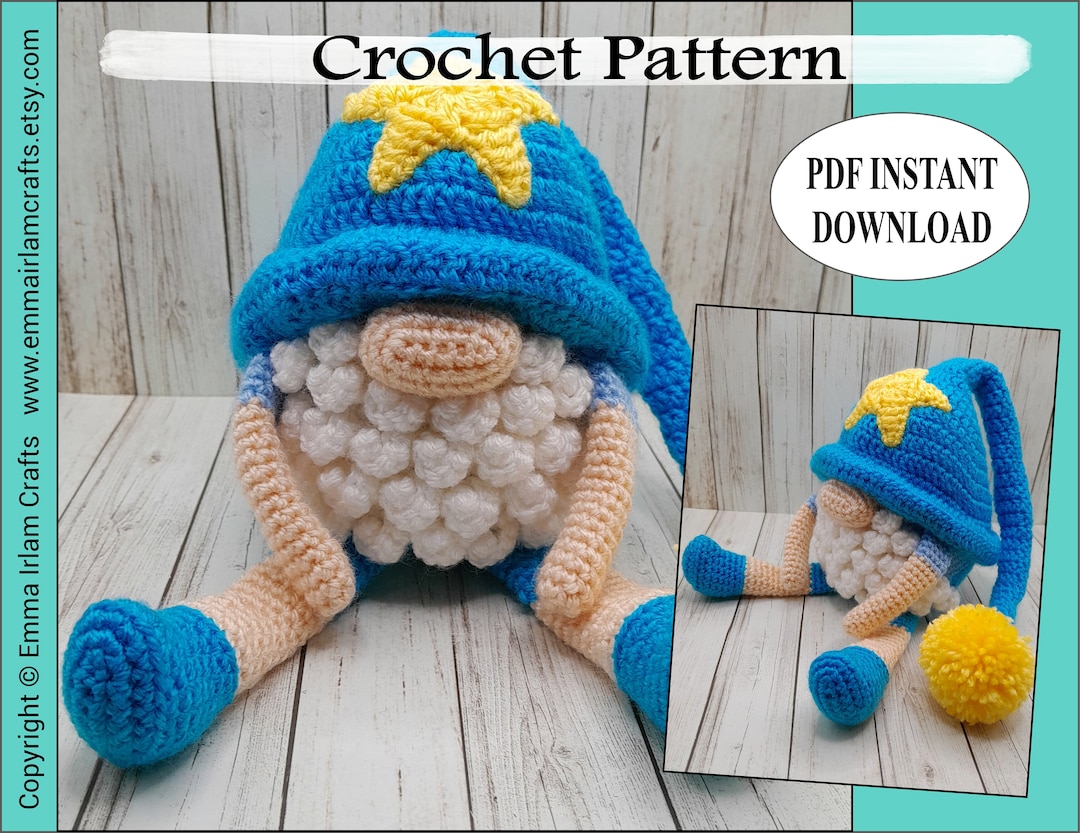 Gnome Crochet Pattern, Goodnight Gnome, Crochet Night Gnome, Gnome Toy ...