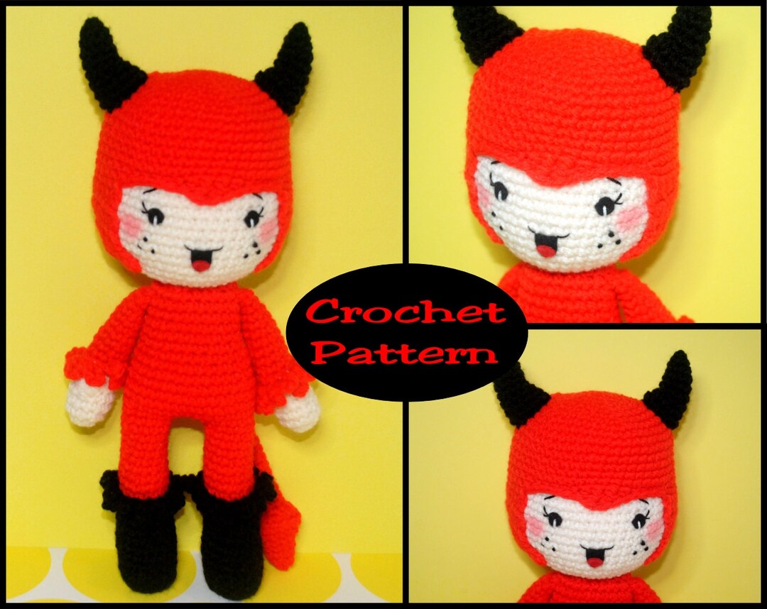 PDF Pattern - Devil Girl - Crochet Doll Pattern - Halloween Amigurumi ...