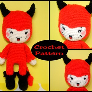 PDF Pattern - Devil Girl - Crochet Doll Pattern - Halloween Amigurumi ...