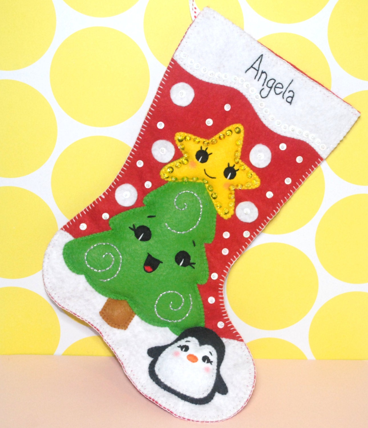 PDF Pattern - Felt Christmas Stocking Pattern, Christmas Tree, Felt ...