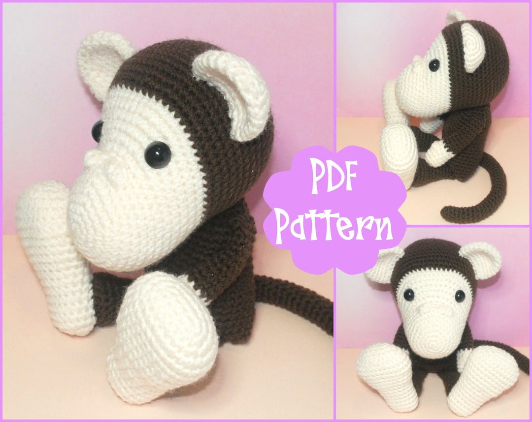 PDF - Monkey Crochet Pattern, Monkey Amigurumi, Amigurumi Pattern ...