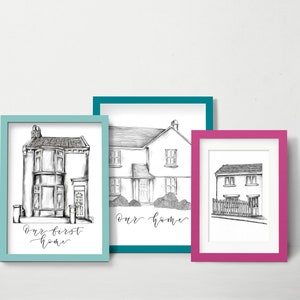 House Drawing Personalised With Calligraphy House Illustration Drawing ...