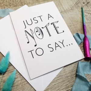Just a Note to Say Card | Music Note Card - Etsy
