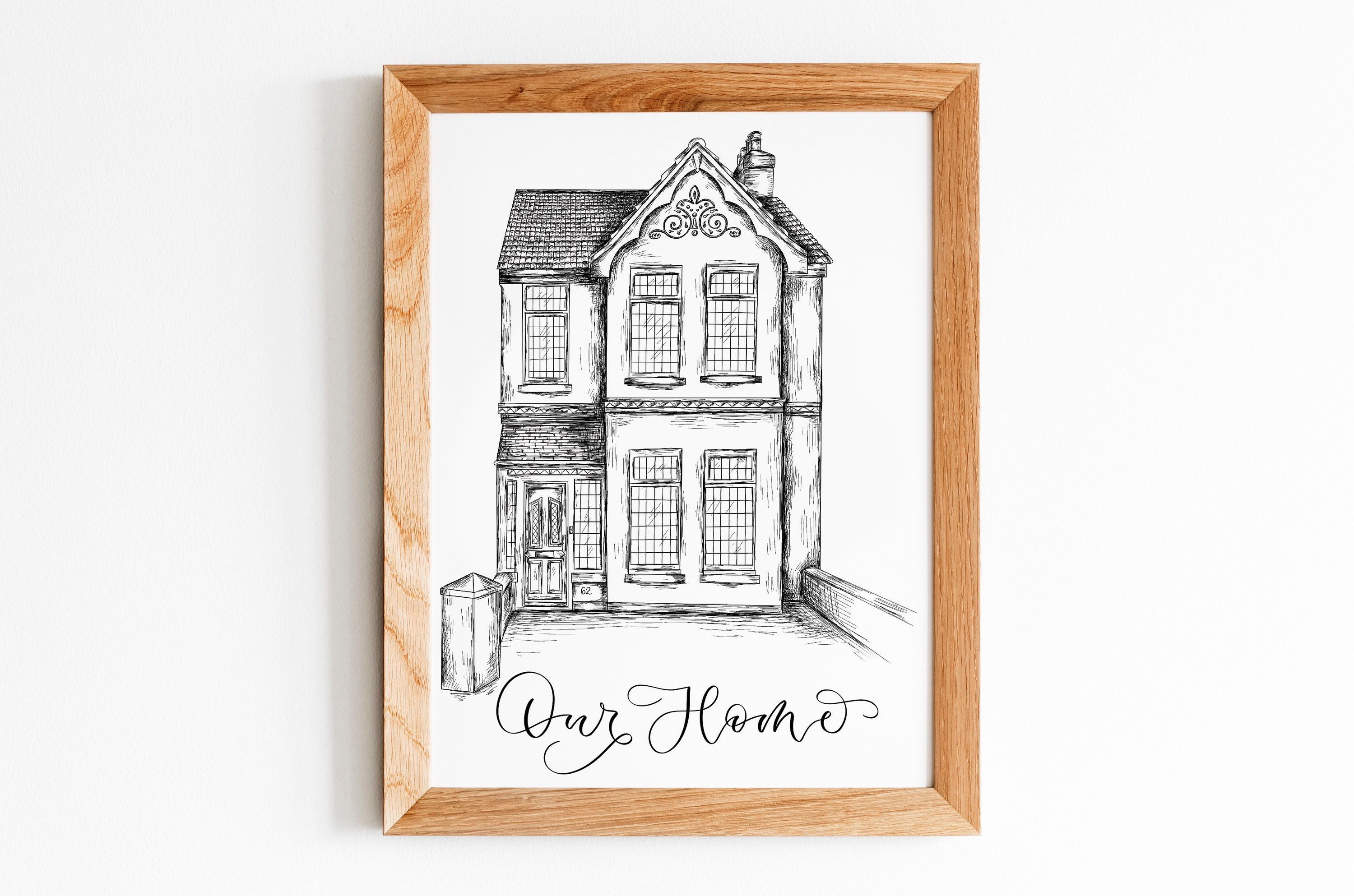 House drawing personalised with calligraphy House | Etsy