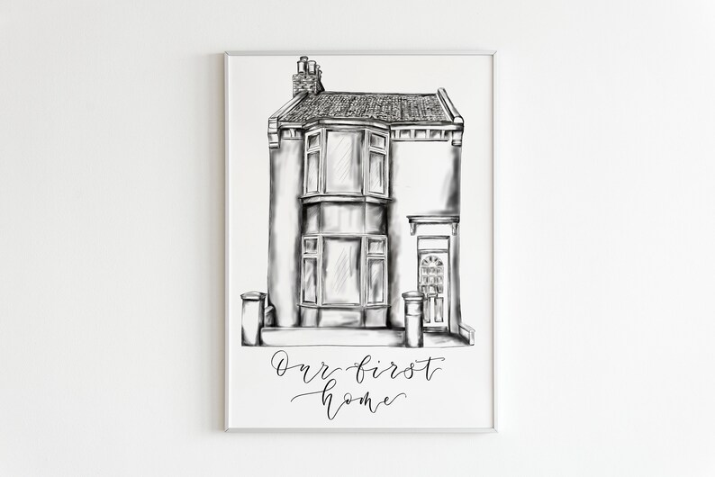 House Drawing Personalised With Calligraphy House - Etsy UK