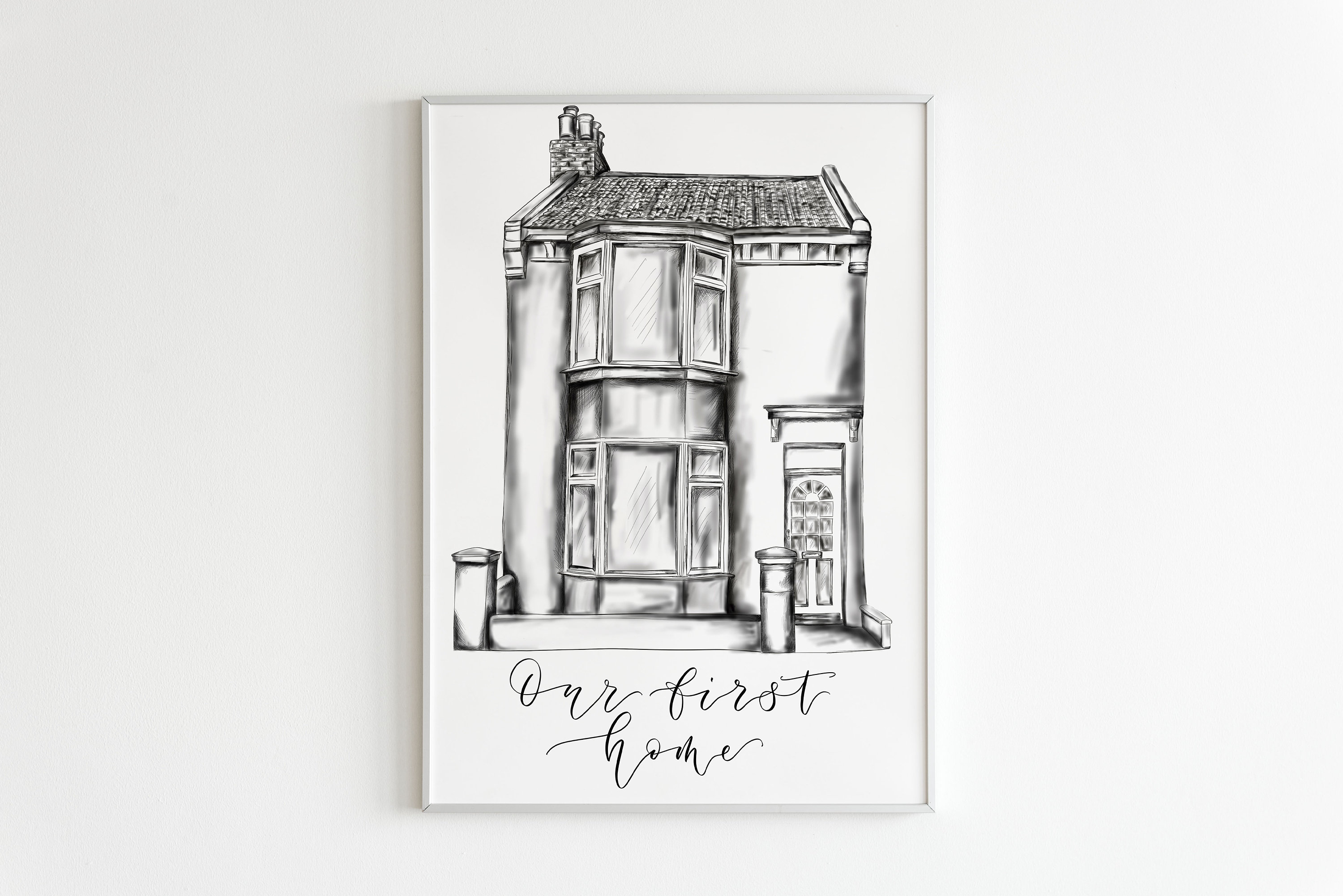 House drawing personalised with calligraphy House | Etsy