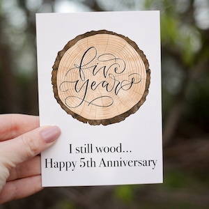 5th Anniversary Card - Five Years and I Still Wood - Etsy
