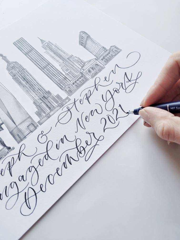 Personalised New York Skyline Print - NYC Illustration Personalised ...