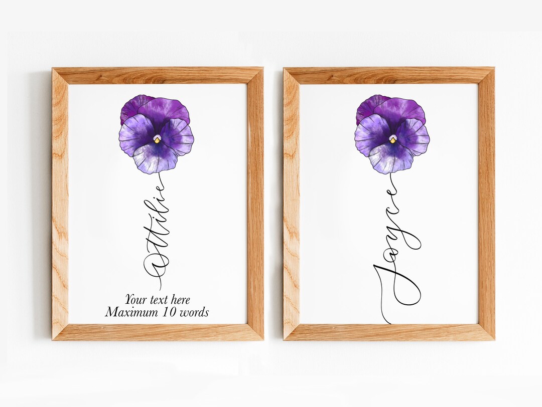 February Birth Flower Print | Custom Flower Name Print | Personalised ...