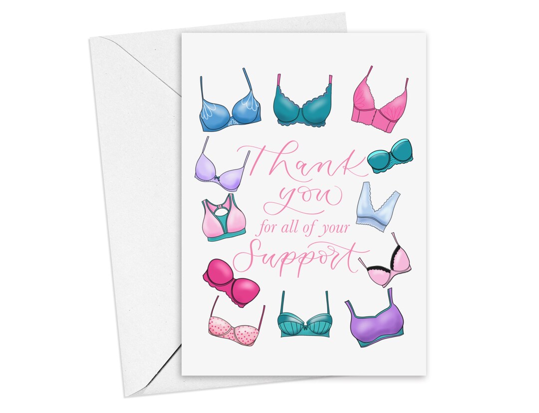 Bra Card - Thank You for All Your Support - Bra Thank You Card ...