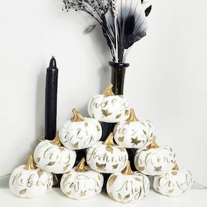 Personalised Pumpkin - Hand-painted Calligraphy Mini Pumpkins - Mini ...