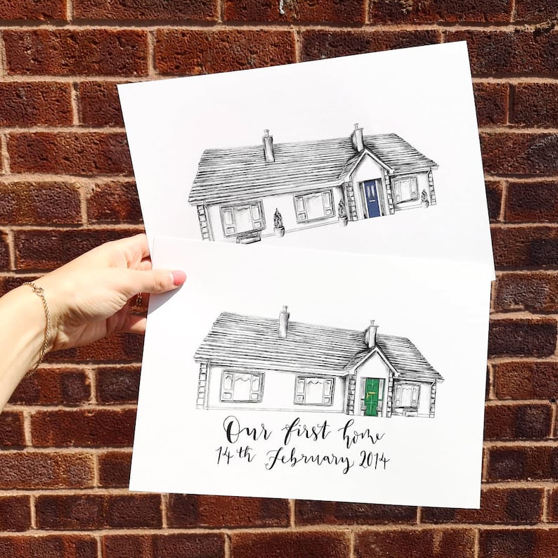 House drawing personalised with calligraphy House | Etsy