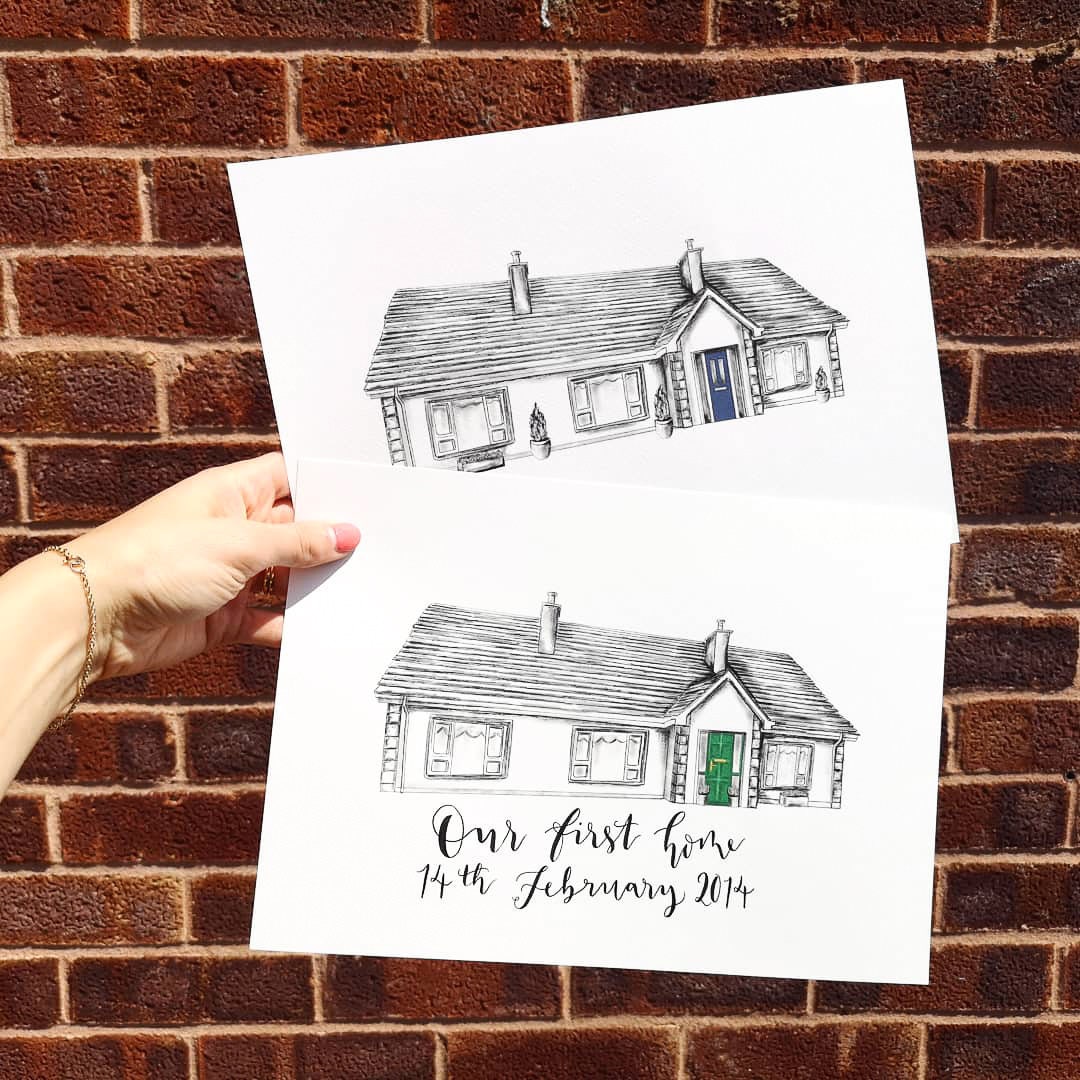 House drawing personalised with calligraphy House | Etsy