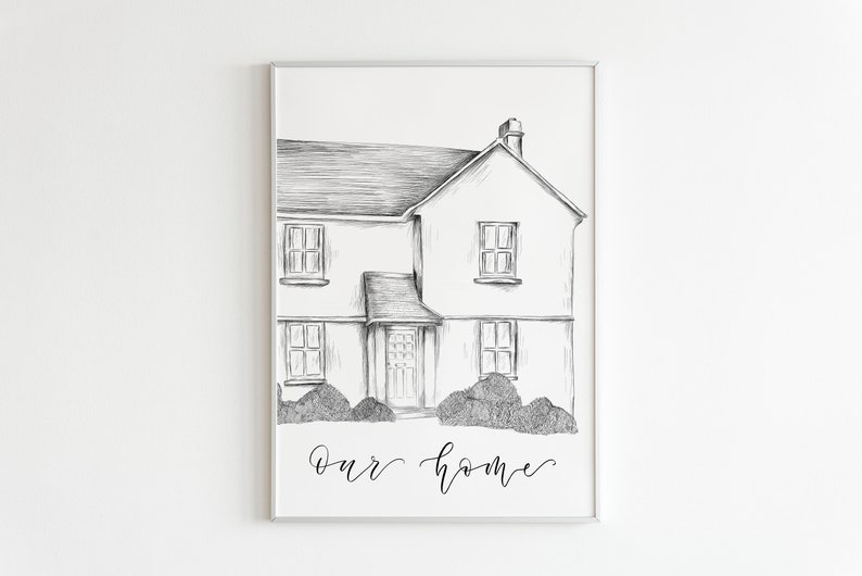 House Drawing Personalised With Calligraphy House - Etsy UK