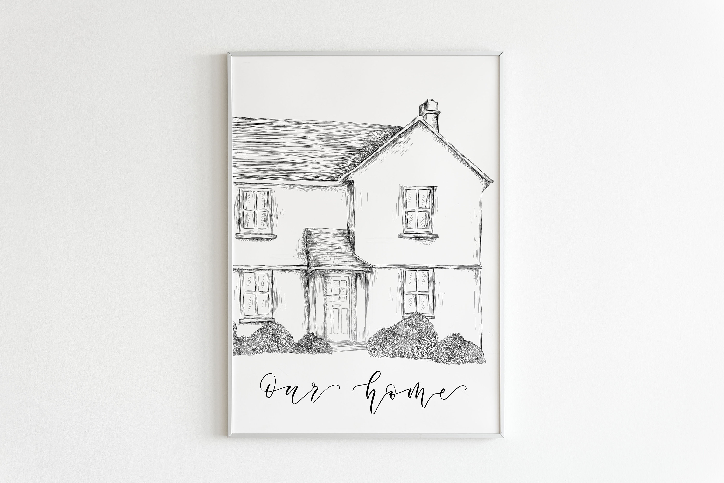 House drawing personalised with calligraphy House | Etsy