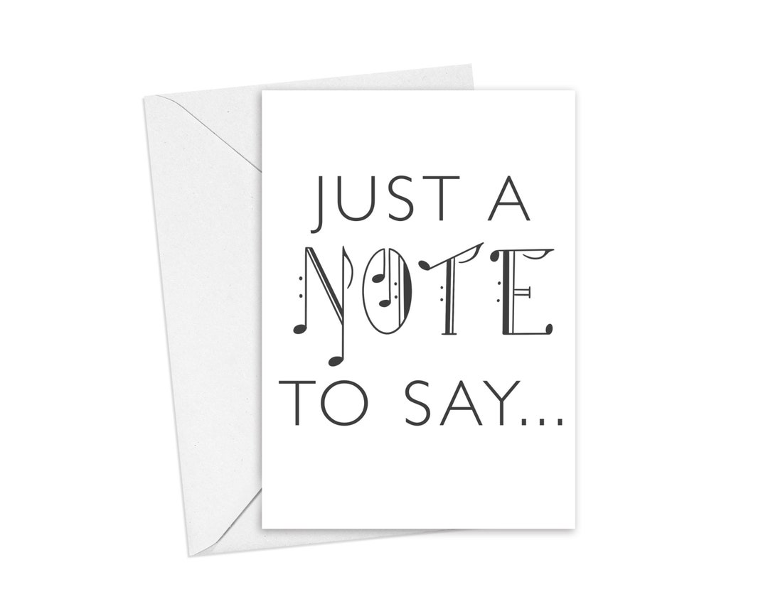 Just a Note to Say Card | Music Note Card - Etsy