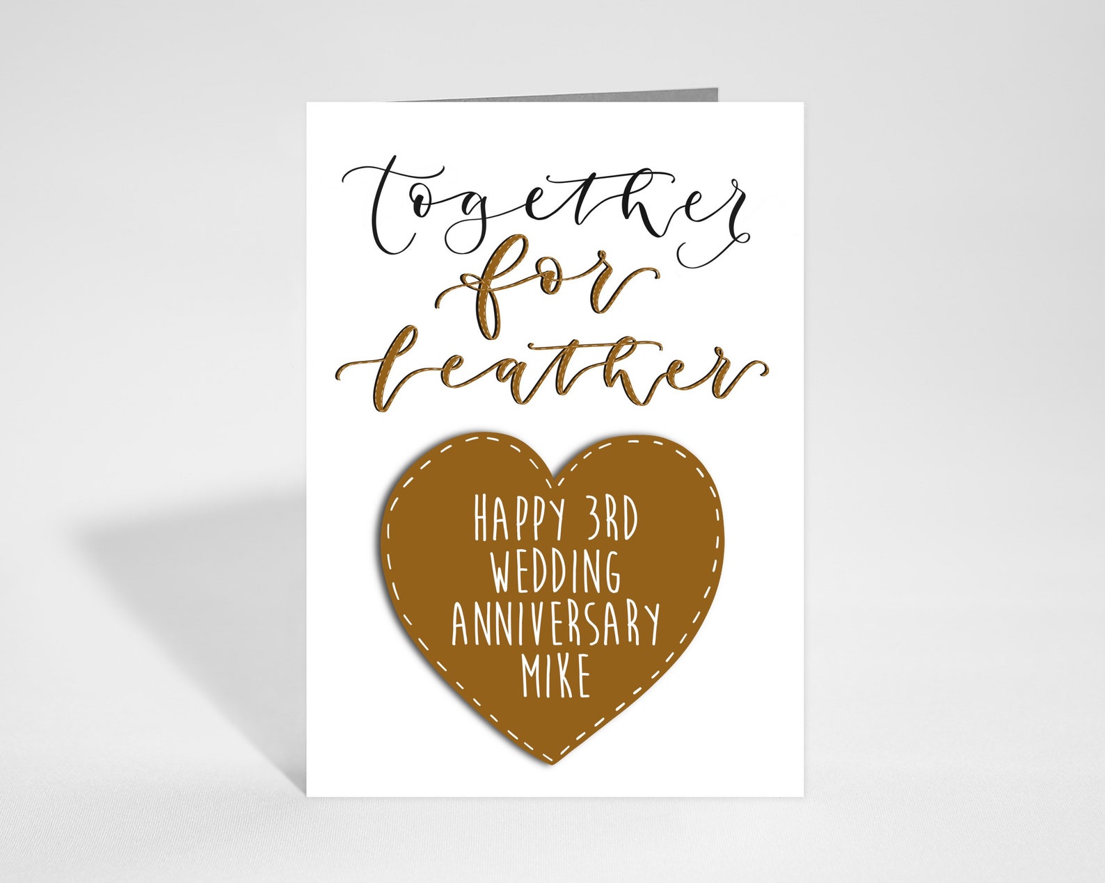 Personalised 3rd Anniversary Card: 'together for Leather' - Etsy UK