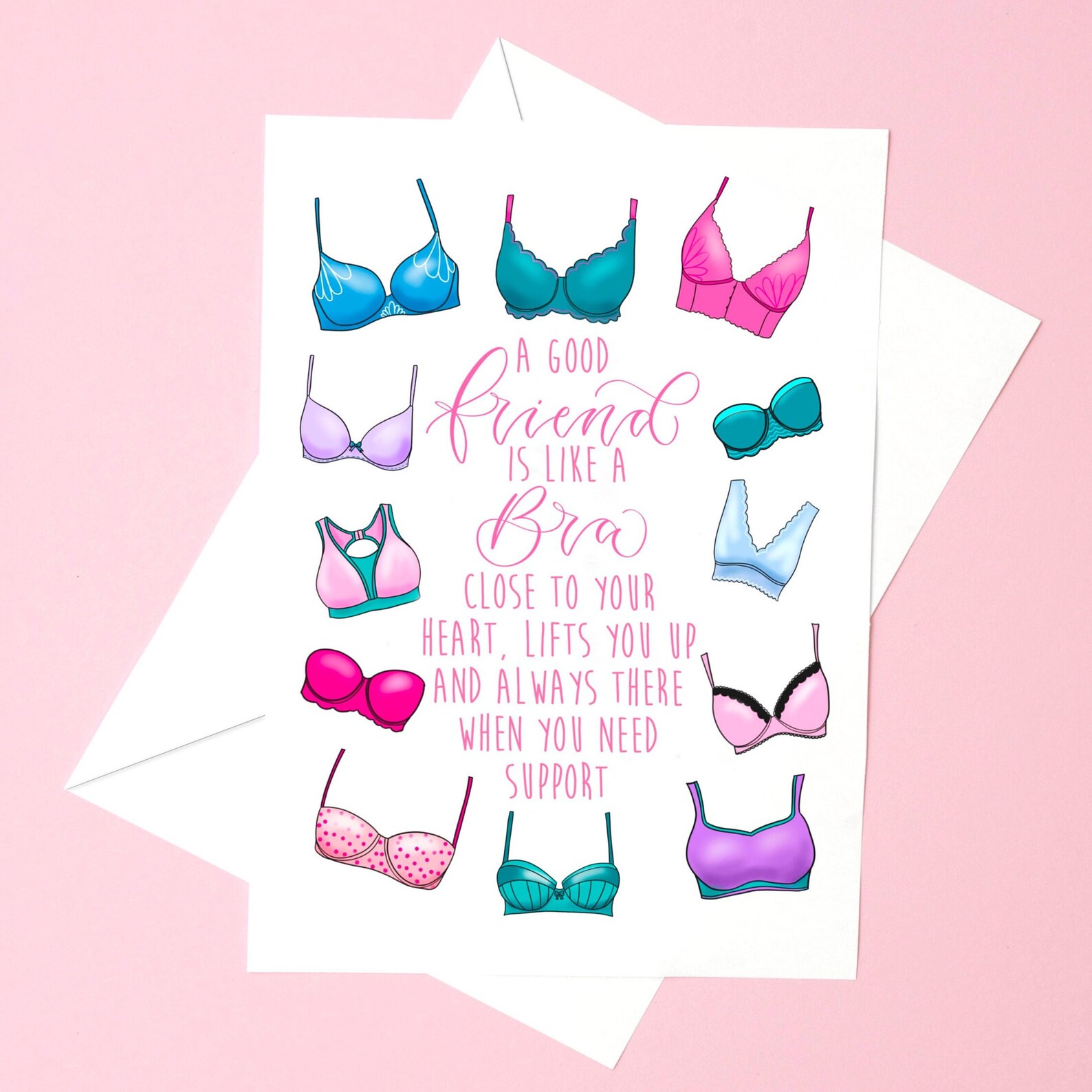 A Good Friend is Like a Bra - Card for Friend - Friendship Card - Card ...