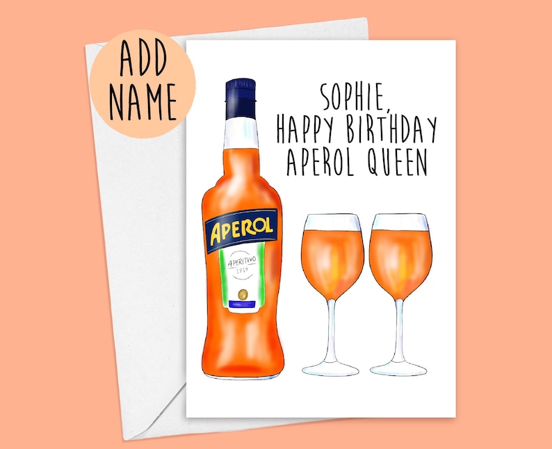 Personalised Aperol Spritz birthday card Happy birthday | Etsy