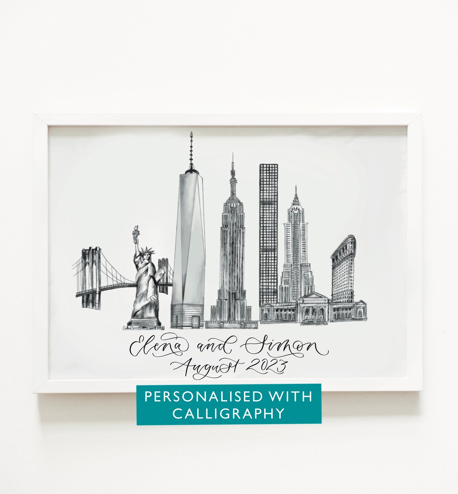 Personalised New York Skyline Print - NYC Illustration Personalised ...