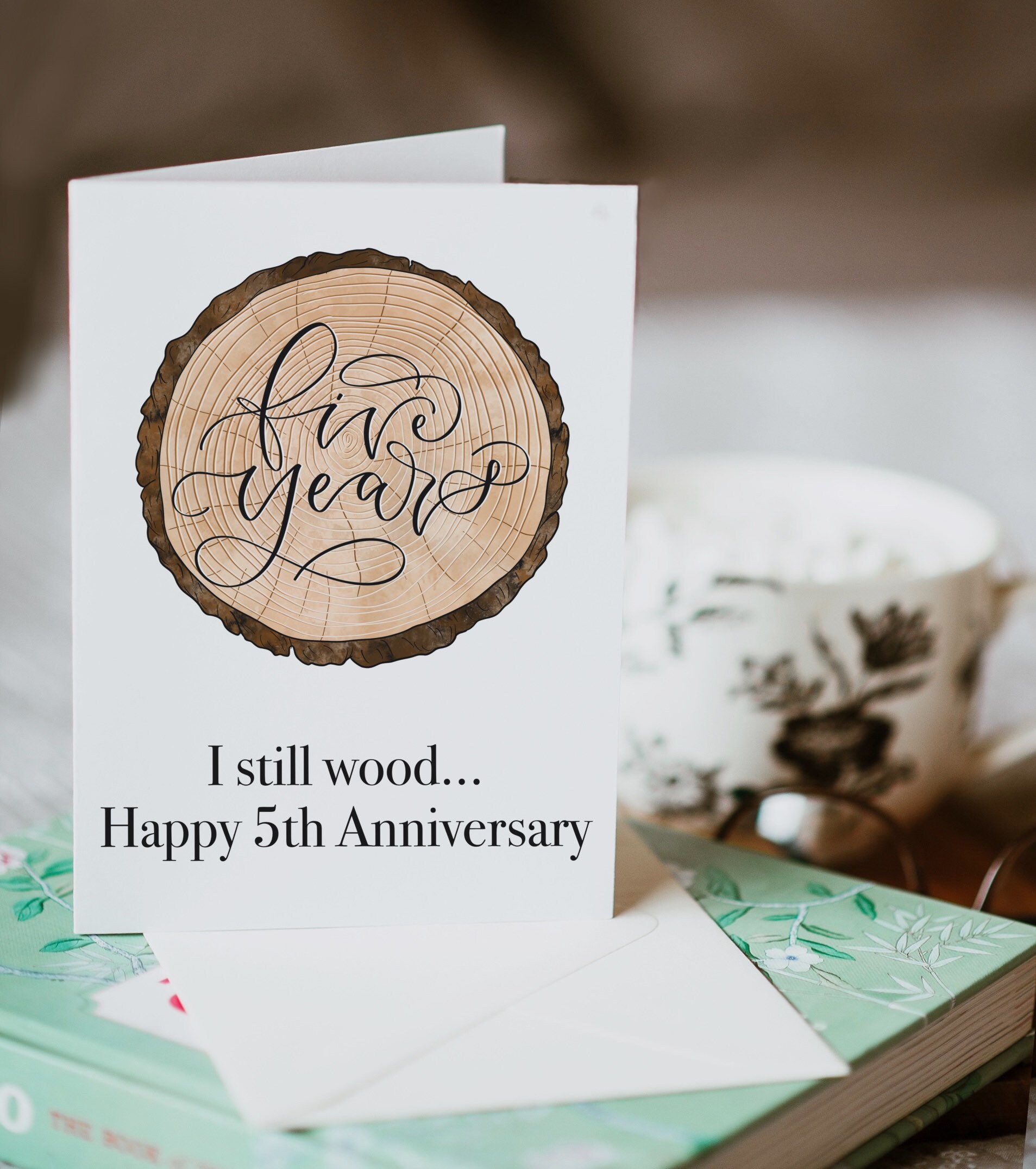 5th Anniversary Card Five Years and I Still Wood - Etsy