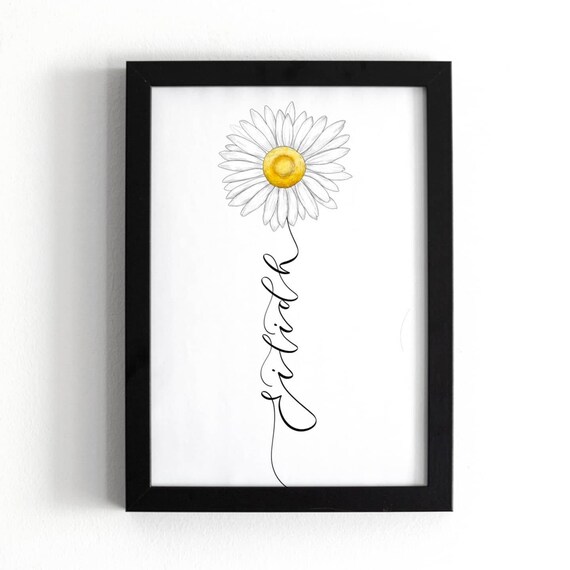 Personalised Daisy Print Custom Flower Name Print With Hand - Etsy