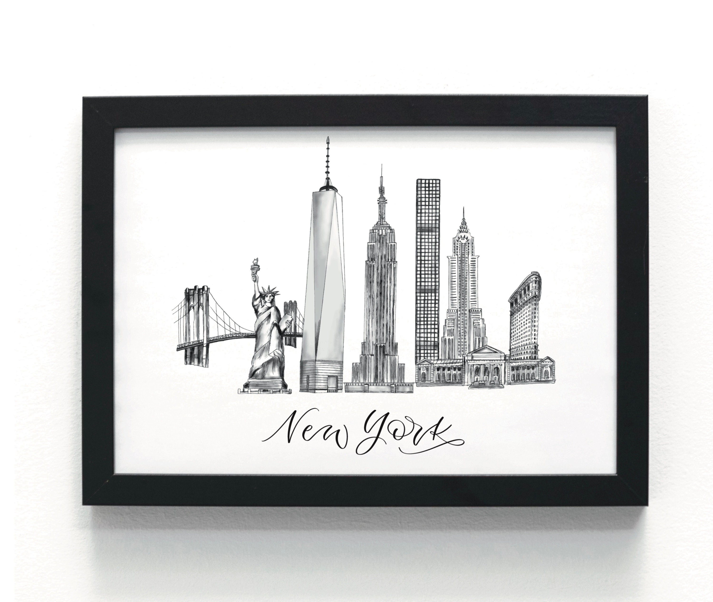 Personalised New York Skyline Print - NYC Illustration Personalised ...