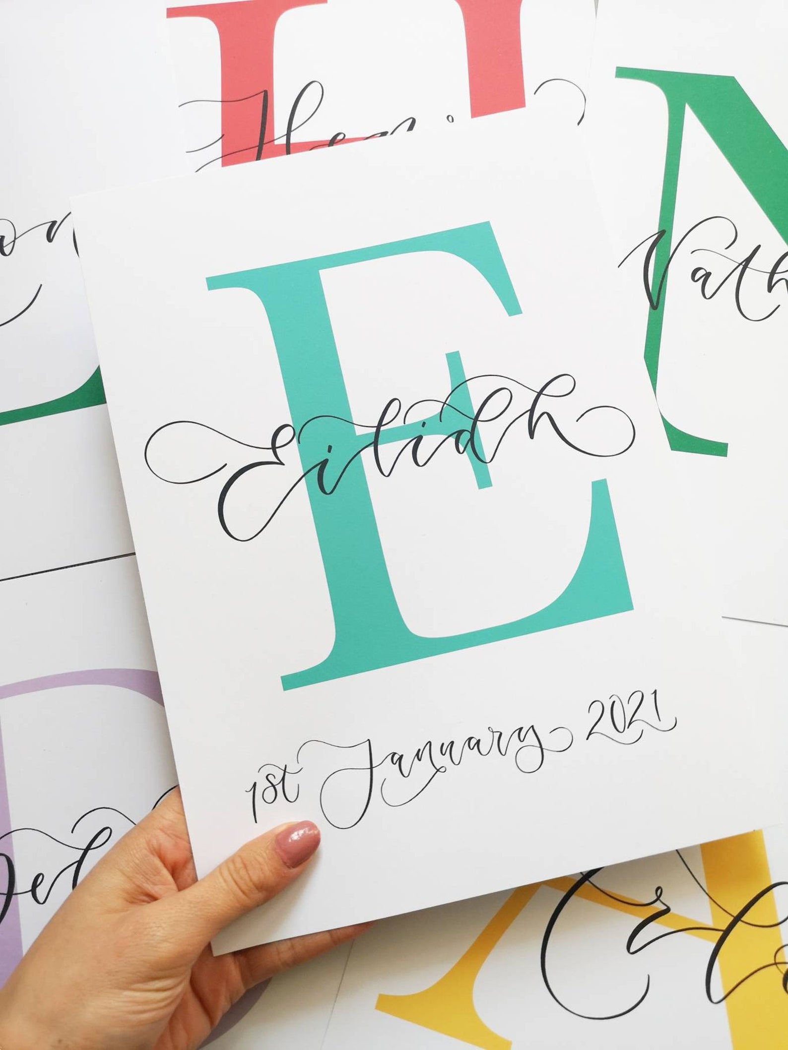 Personalised name print Initial print with name in | Etsy