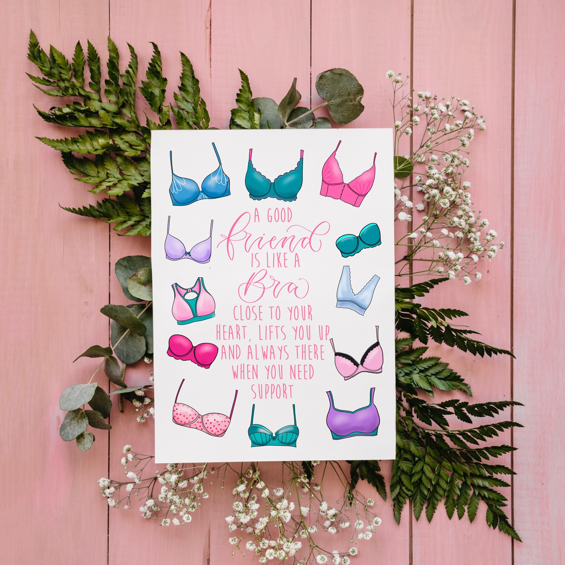 A Good Friend is Like a Bra - Card for Friend - Friendship Card - Card ...