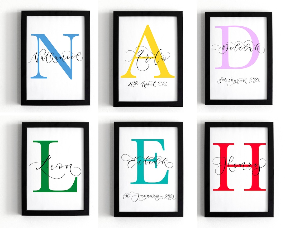 Personalised Name Print - Initial Print With Name in Calligraphy - Etsy UK