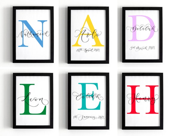 Personalised Name Print Initial Print With Name in - Etsy UK