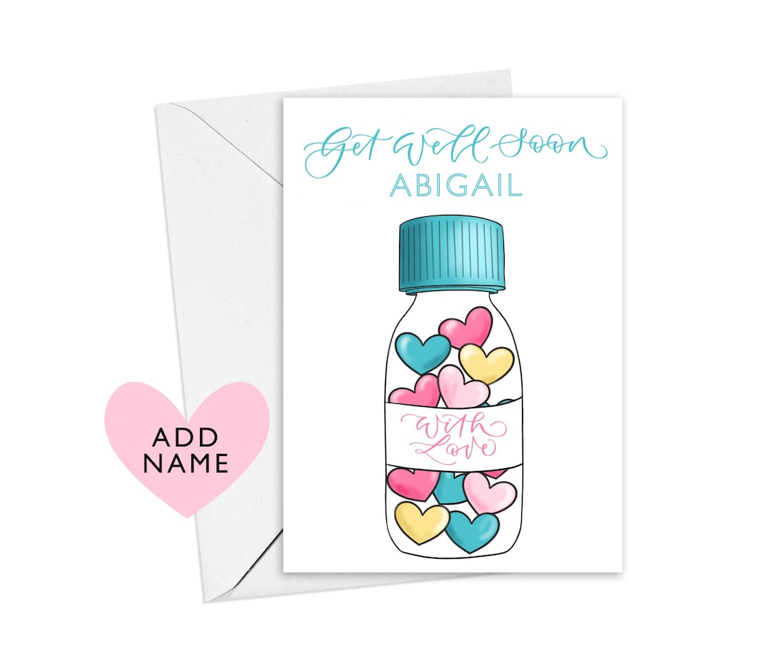 Get Well Soon Card Personalised With Name - Etsy