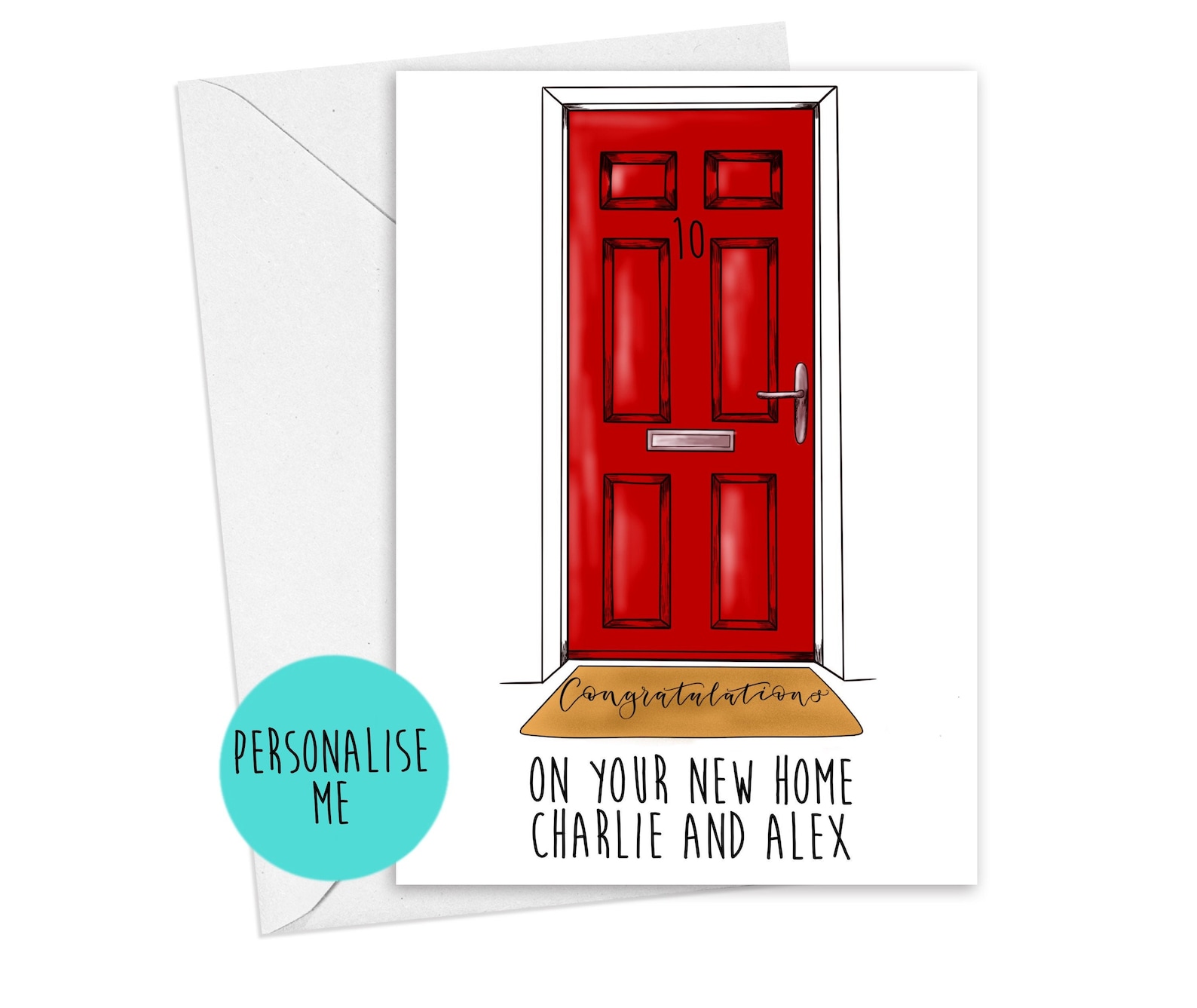 Personalised New Home Card - Change the Colour of the Door and Door ...