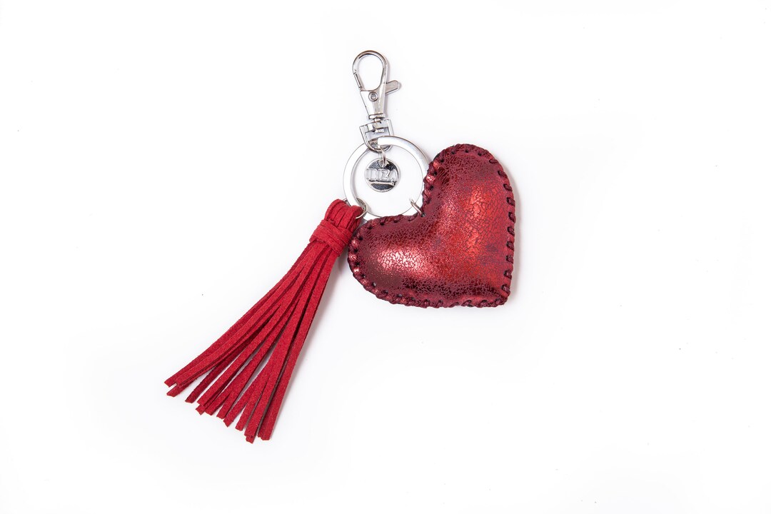 Red Heart Key Holder // Heart Key Fob // Heart Keychain // Heart Bag ...