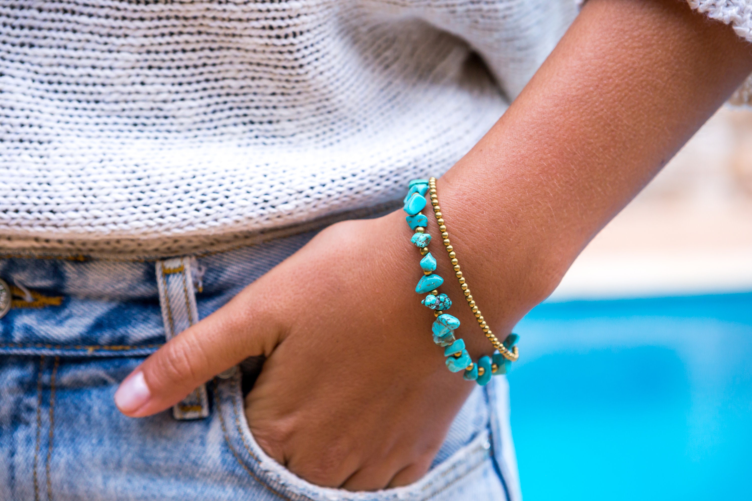 Turquoise Bracelet // Bracelet Turquoise // Summer Bracelet // Chunky ...