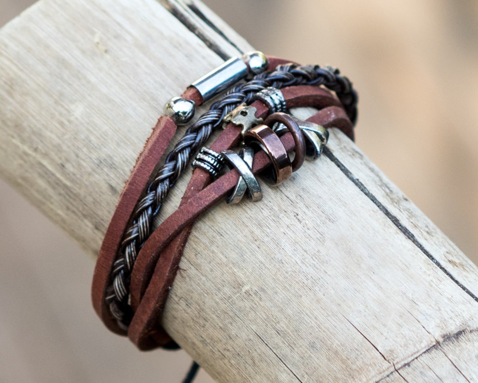 Mens Leather Bracelet // Leather Bracelet for Men // Male Bracelet ...