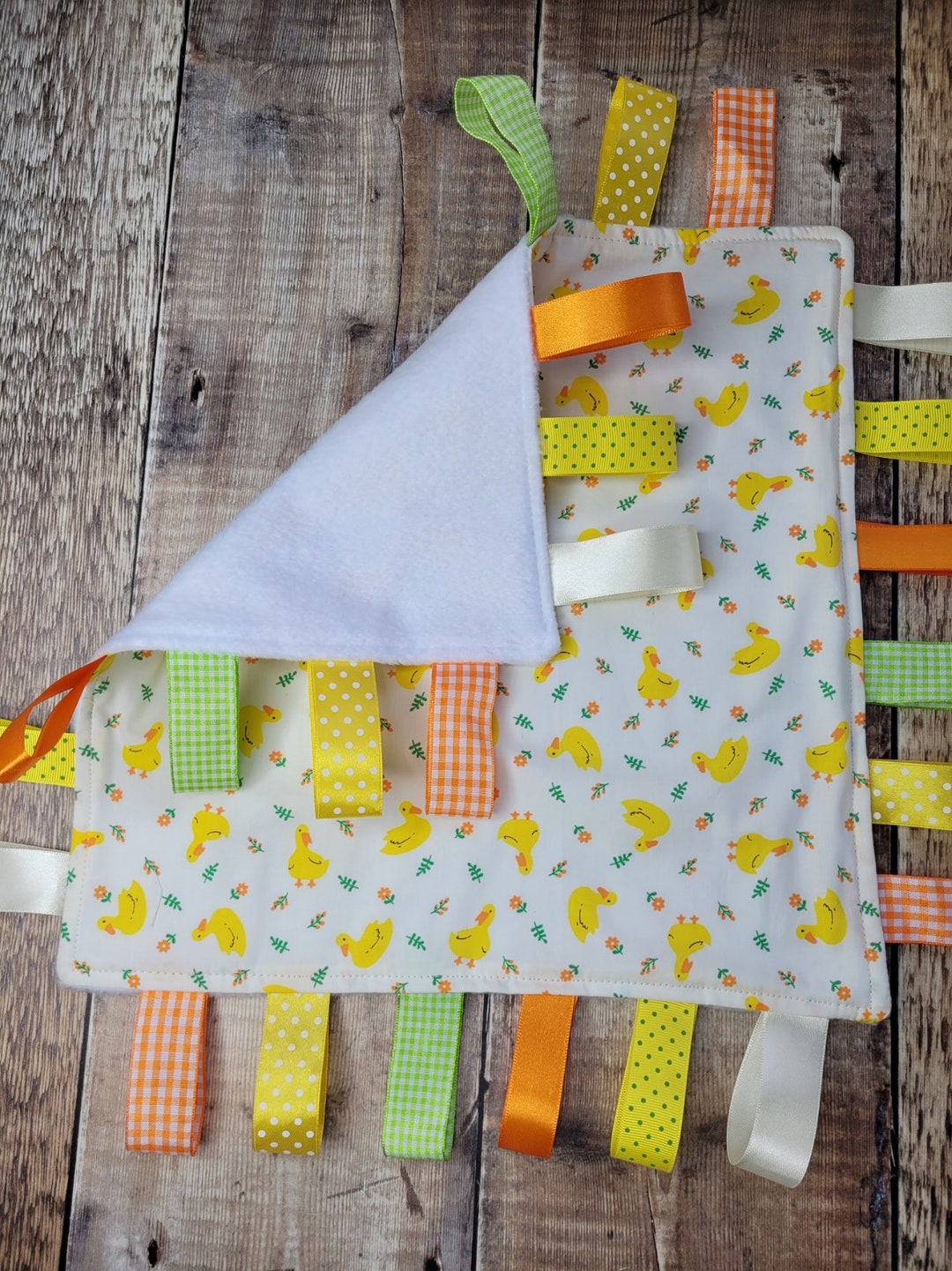 Dainty Ducks Personalised Taggy Sensory Cwtchy Snuggly Large Luxury ...