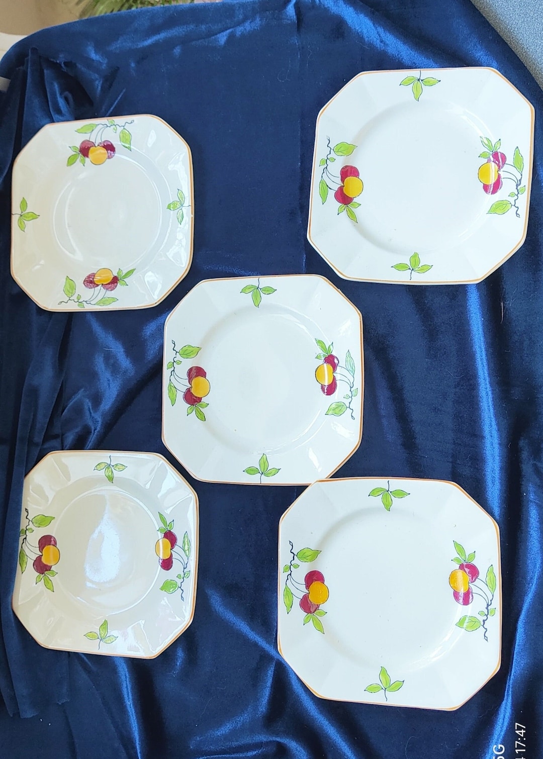 MYOTT SON & Co Art Deco Hand Painted Cherry Plates X 5 - Etsy
