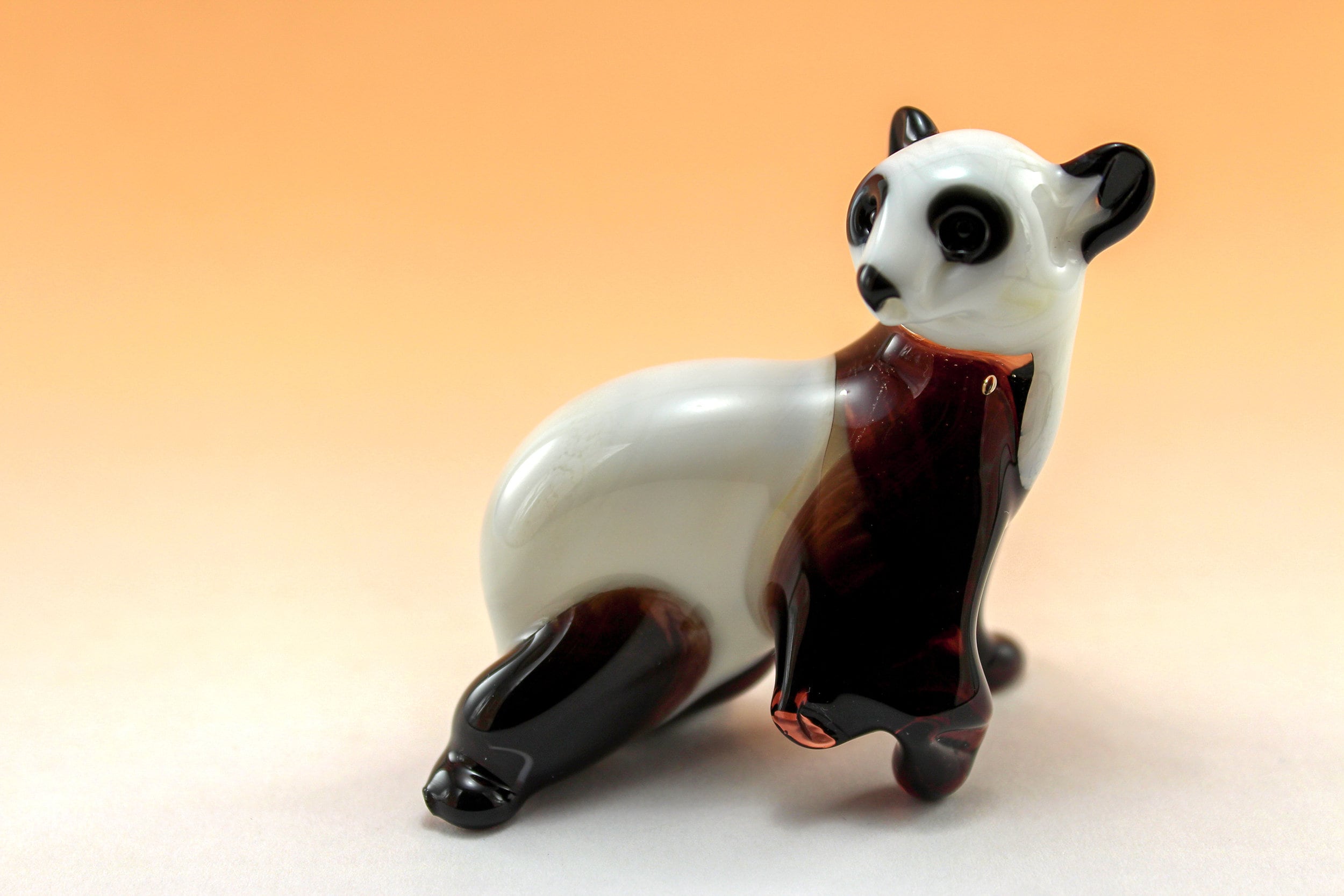 Glass panda art glass home decor glass panda fused glass panda | Etsy