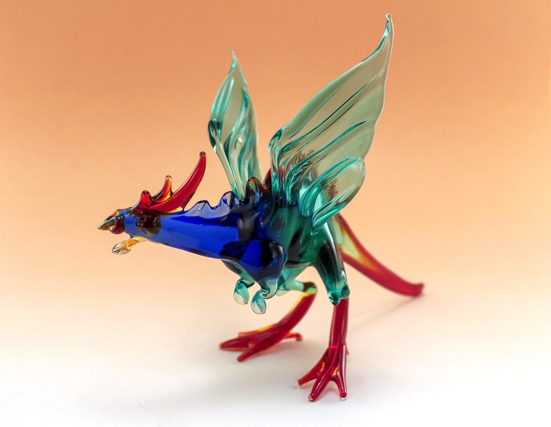 Glass dragon art glass home decor dragon glass fused | Etsy