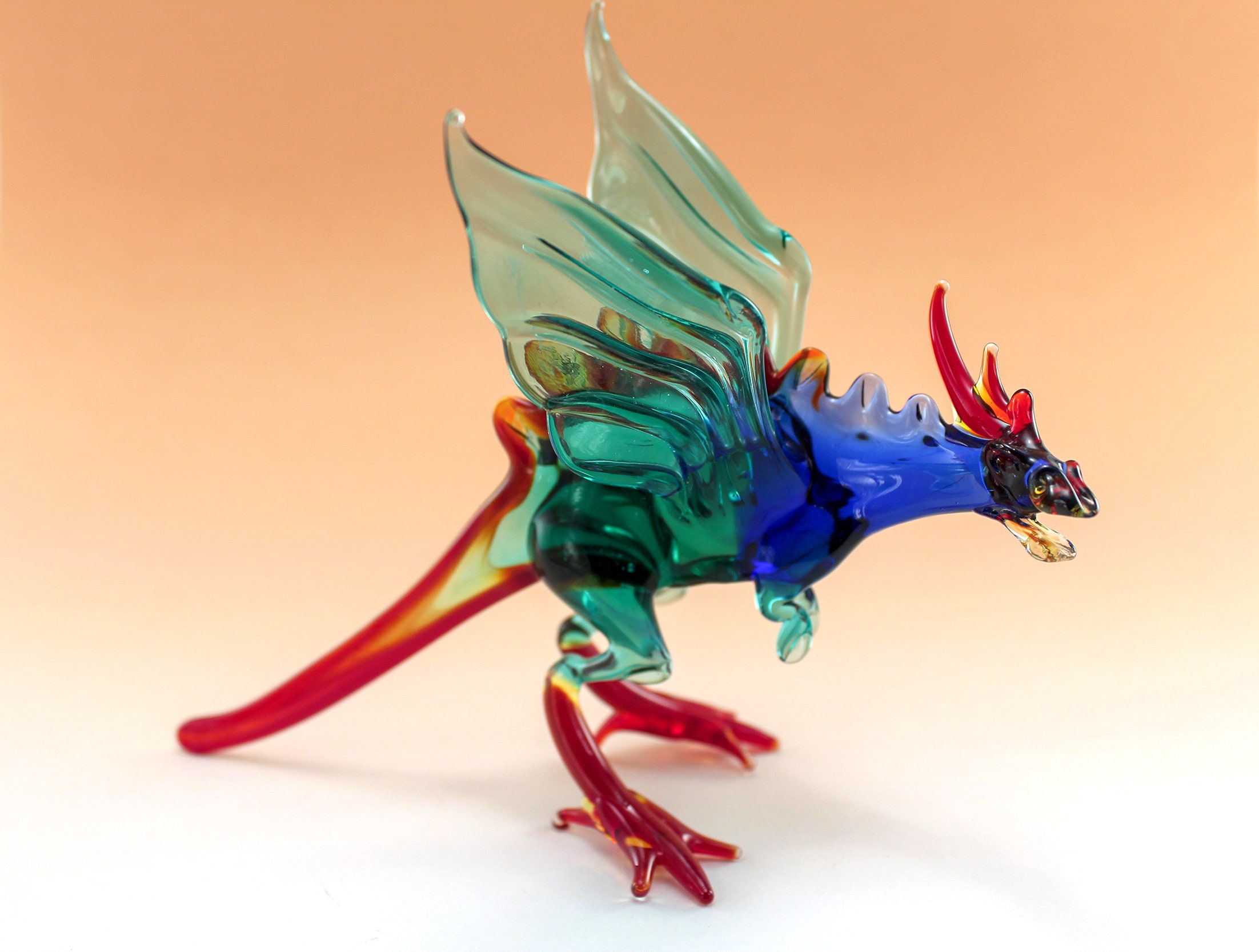 Glass dragon art glass home decor dragon glass fused | Etsy