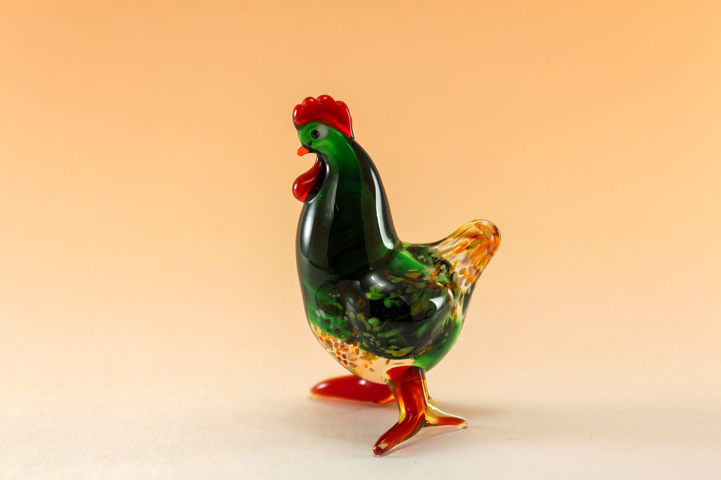 Blown glass figurine Glass Chicken Figurine Hen Figurine | Etsy