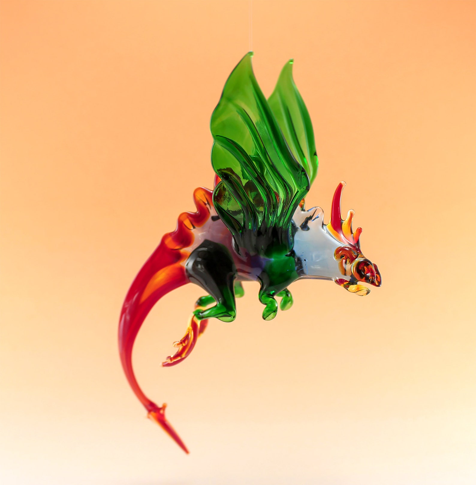 Glass Flying dragon Glass animals Blown glass Dragons | Etsy